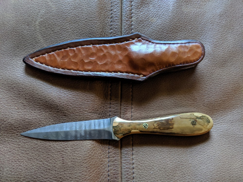 JR Gray Damascus Boot Knife