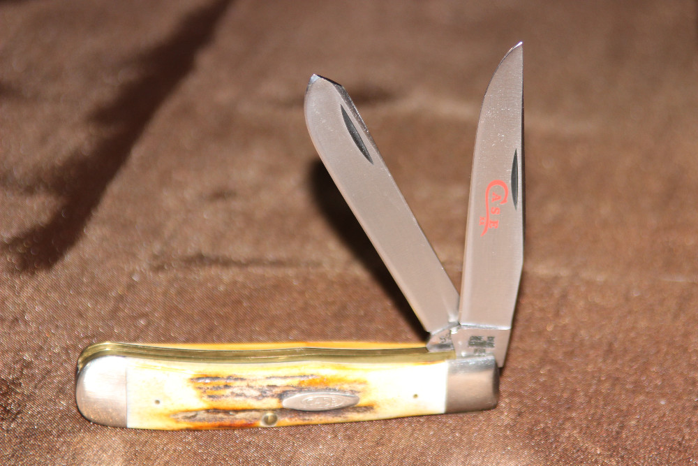 Vintage 1978 Case XX 5254 Trapper Stag Handle Red letter Knife (#124)