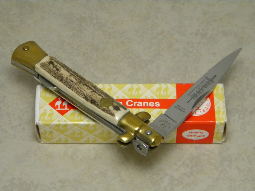 Kissing Crane KC47 Rostfrei Made in Germany Stag Medium Stiletto Knife ...