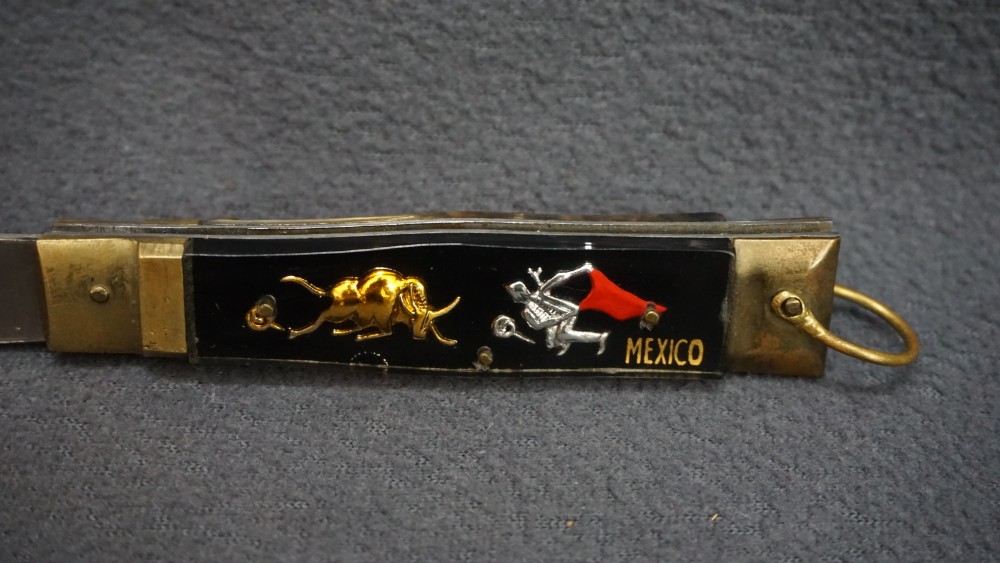 Vintage MEXICO Leverlock Switchblade Knife - Bullfighter and Golden ...