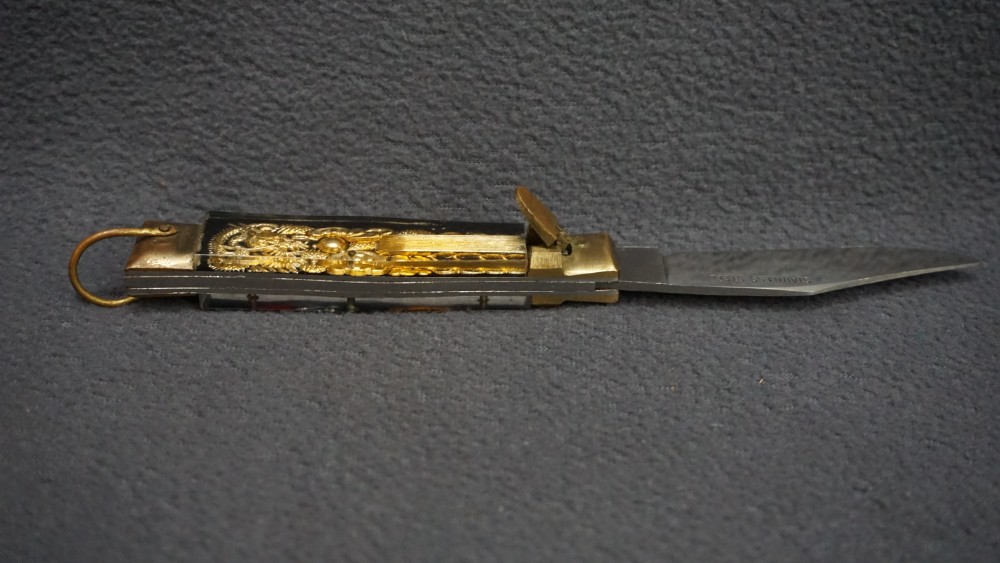 Vintage MEXICO Leverlock Switchblade Knife - Bullfighter and Golden ...