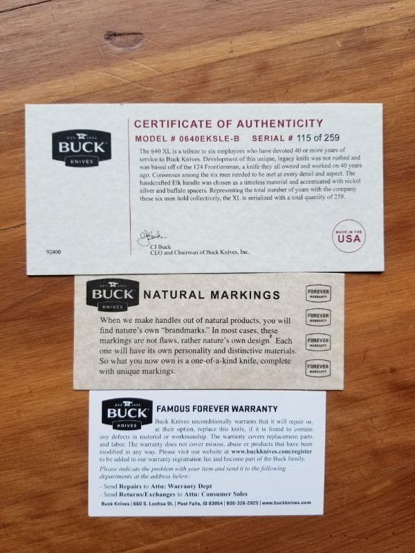 BUCK 640 XL Bowie (from Bucks custom shop)