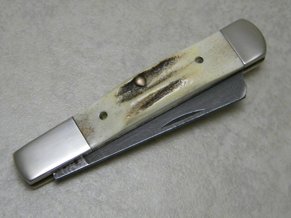 Parker Edwards Alabama, USA Stag Damascus One Arm Razor Knife