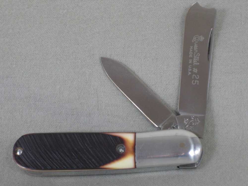 QUEEN STEEL #25 1995 ONE ARM RAZOR ALUMINUM BARLOW 2 BLADE KNIFE IN BOX