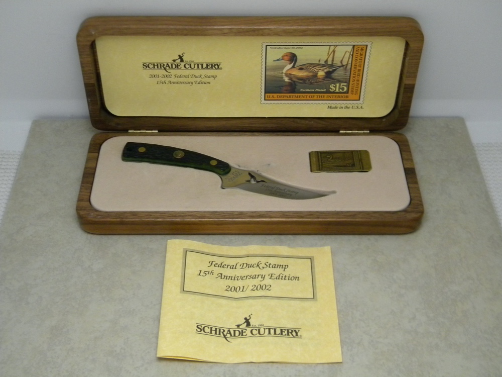 Schrade + USA LTD Green Bone 2001/2002 Federal Duck Stamp Commemorative ...