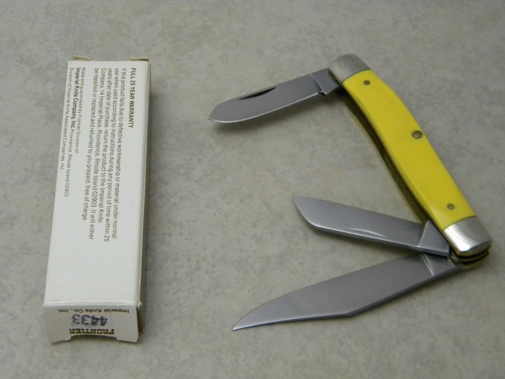 Frontier 4433 by Imperial Yellow Large Stockman Knife in Box Made in USA