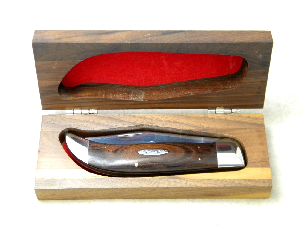 Case XX USA 1970's Wood P172 Buffalo Clasp Knife in Box