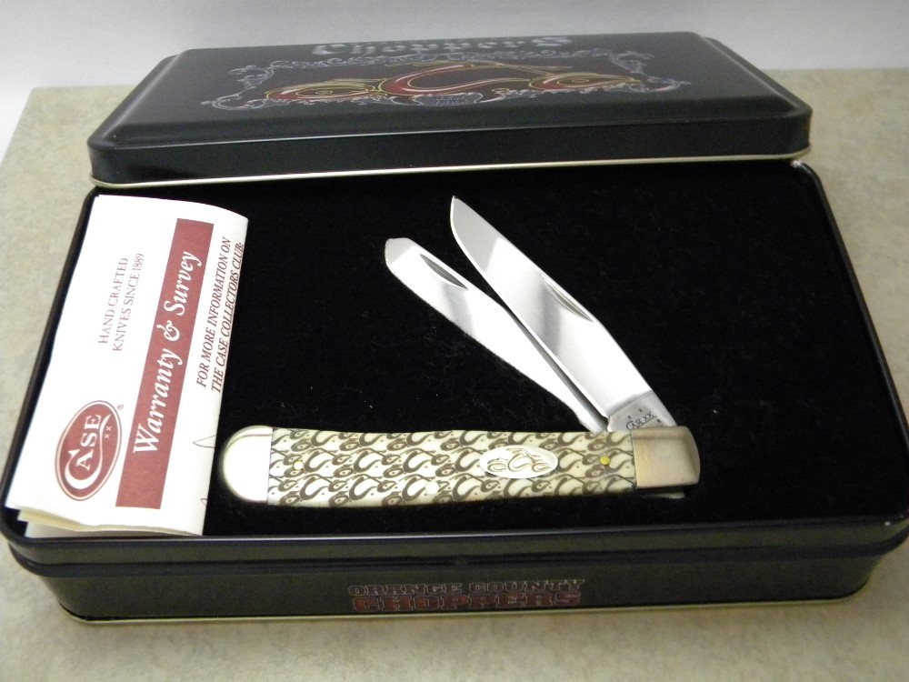 Case XX USA 5 Dot Orange County Choppers Laser Engraved Bone 6254 SS ...