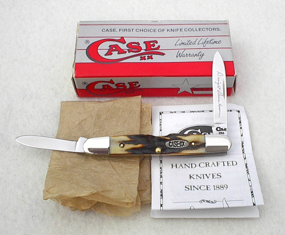 1996 CASE XX USA 05263 SS INDIA SAMBAR STAG EISENHOWER POCKET KNIFE ...
