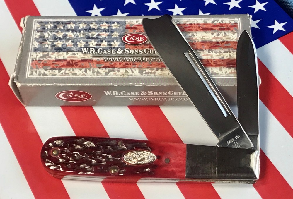 1987 Case xx Razor Knife w Great Red Pick Bone Handles MDL R62005 R SSP