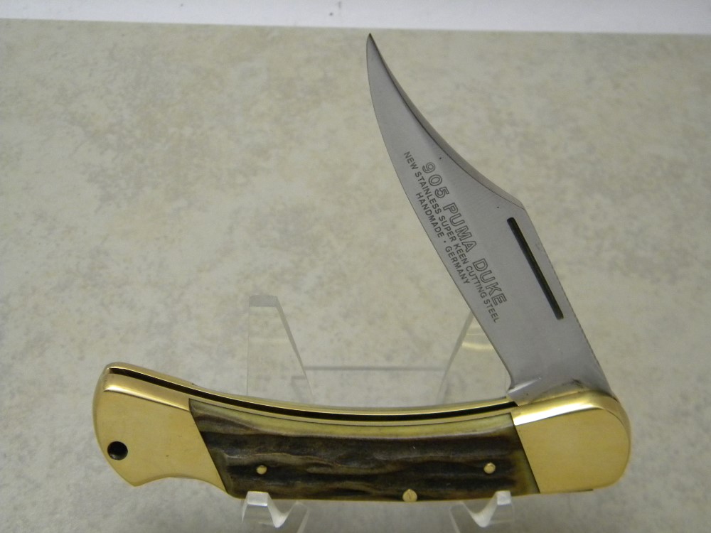 Puma Germany Stainless Stag 905 Duke Folding Lockback Knife c.1980