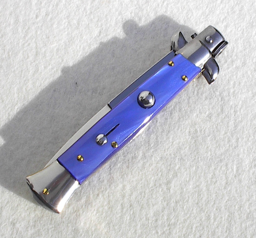 NEW 9" FRANK BELTRAME ACRYLIC BLUE PEARL ITALIAN STILETTO