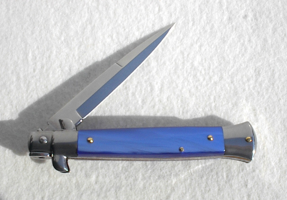 NEW 9" FRANK BELTRAME ACRYLIC BLUE PEARL ITALIAN STILETTO