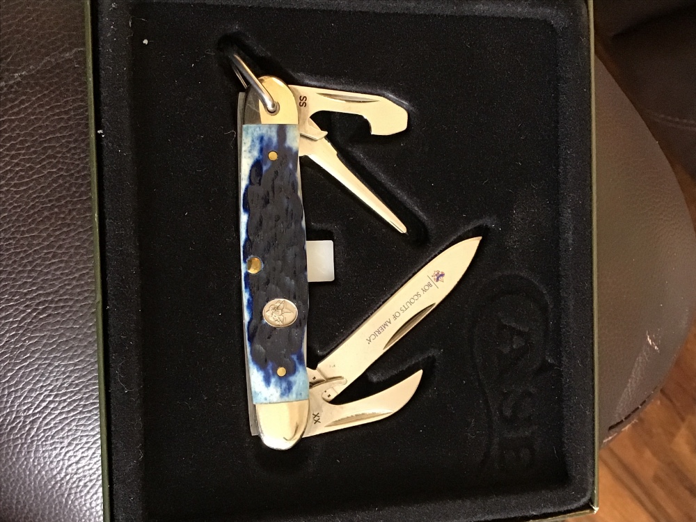 2010 CASE XX USA 64090R JR SCOUT BOY SCOUTS OF AMERICA NAVY BLUE BONE ...