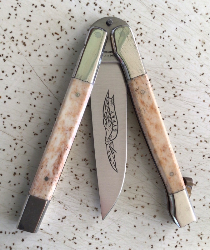 VINTAGE SMOOTH BONE/STAG PARKER CUT CO JAPAN “GYPSY” BUTTERFLY KNIFE ...