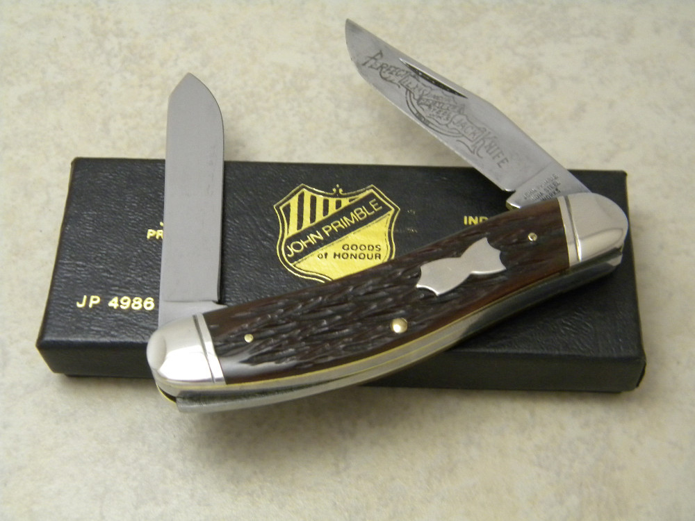 John Primble India Steel Works 1989 Bone 4986 Perfect Texas Jack Knife