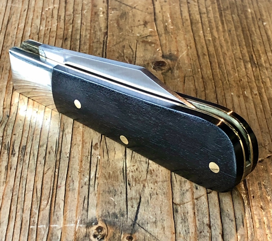 A Wright & Son Traditional Barlow Knife with Ebony Scales and Clip Blade