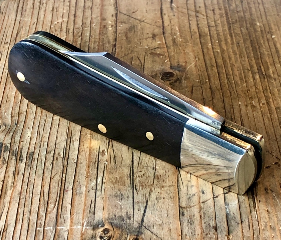 A Wright & Son Traditional Barlow Knife with Ebony Scales and Clip Blade