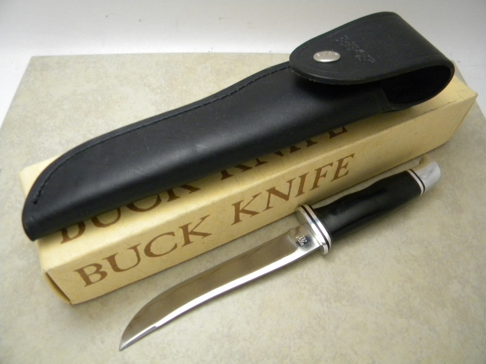 Buck 105 USA Black Pathfinder Fixed Blade Hunting Sheath Knife in Box c ...