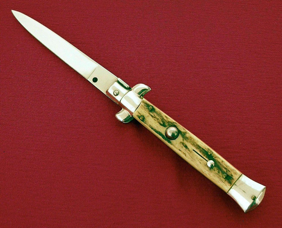 Italian Style Design AUTOMATIC / SWITCHBLADE Genuine Stag Swivel ...