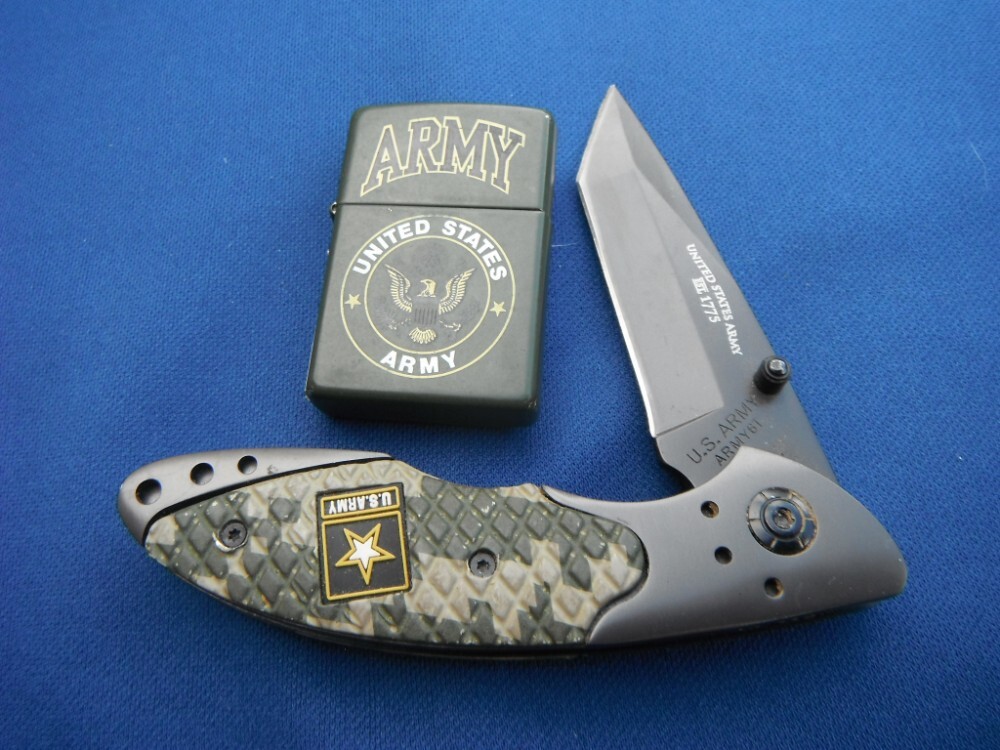 U.S Army Zippo Lighter & U.S Army Tactical Folding Knife Go Army ...