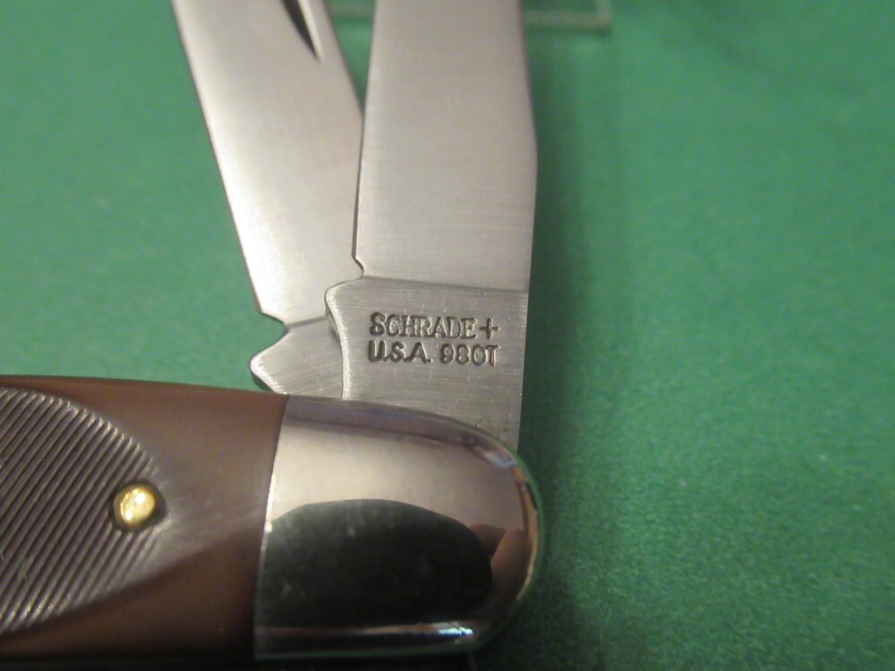 Schrade USA Old Timer Rough Saw Brown Delrin Handle Stockman Pattern # 980t