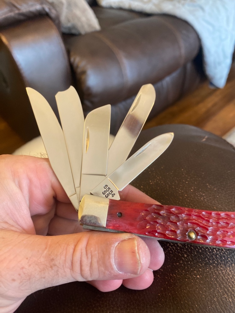 1995 Case XX USA 5 Dots 6554 SS Beautiful Red Bone Handle " The Beast ...