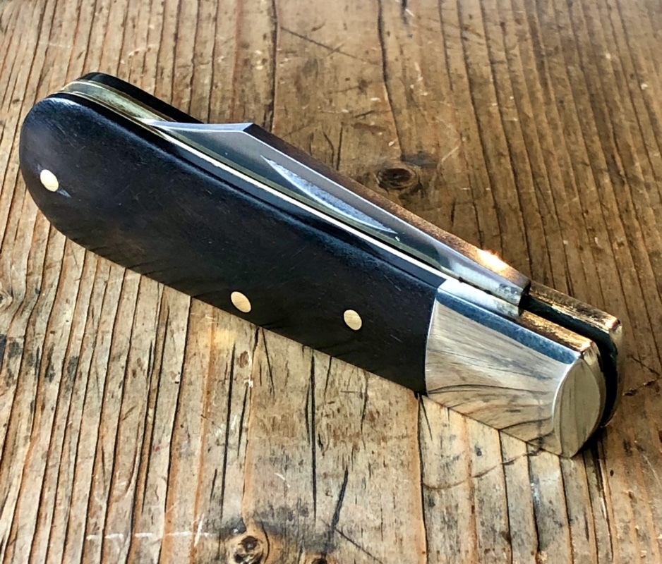 A Wright & Son Sheffield England Traditional Barlow Pocket knife with Ebony Scales and Clip Blade
