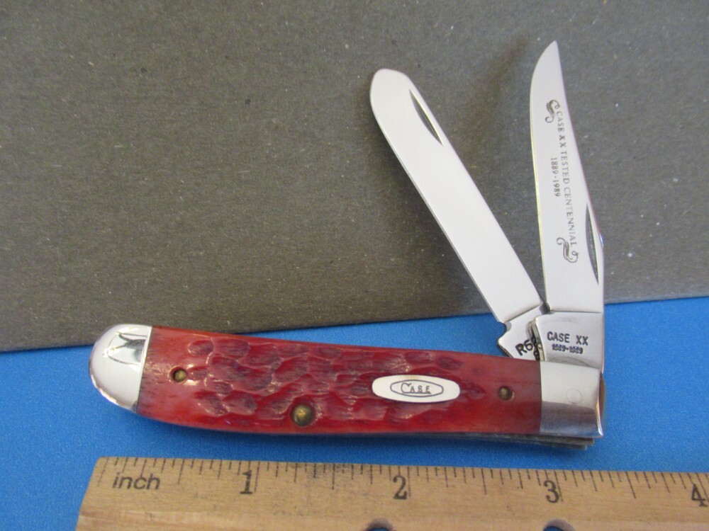 Case XX Tested Centennial 1889 to 1989 Red Bone Mini Trapper Pattern ...
