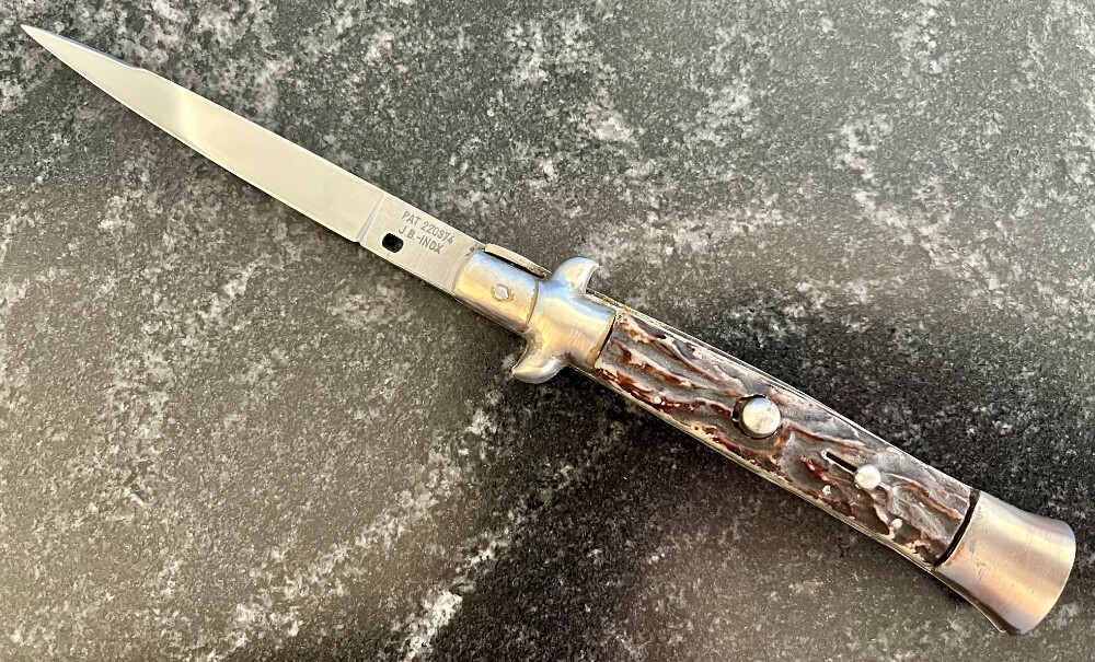Vintage Spanish Stiletto Switchblade, 9.5 Inch, Marked "J.B. INOX", Used