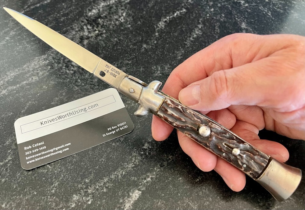 Vintage Spanish Stiletto Switchblade, 9.5 Inch, Marked "J.B. INOX", Used