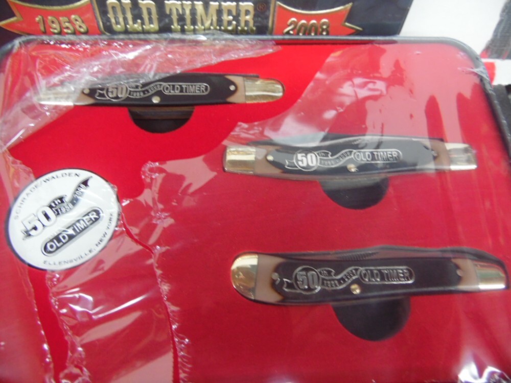SCHRADE OLD TIMER 50th ANNIVERSARY 2008 3 KNIFE SET IN TIN SPECIAL ...