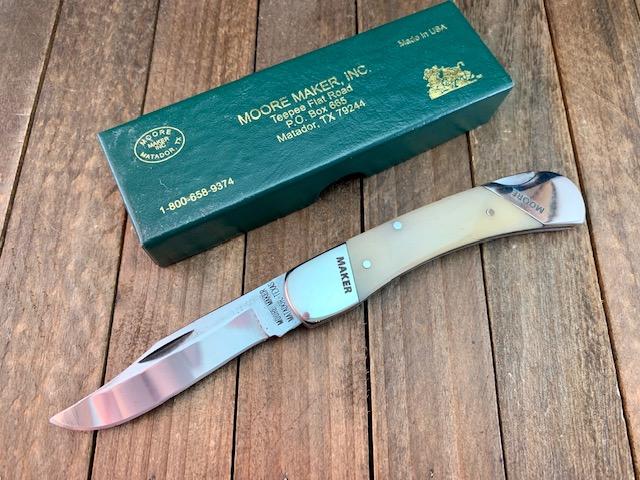 Moore Maker Lockback Smooth Natural Bone