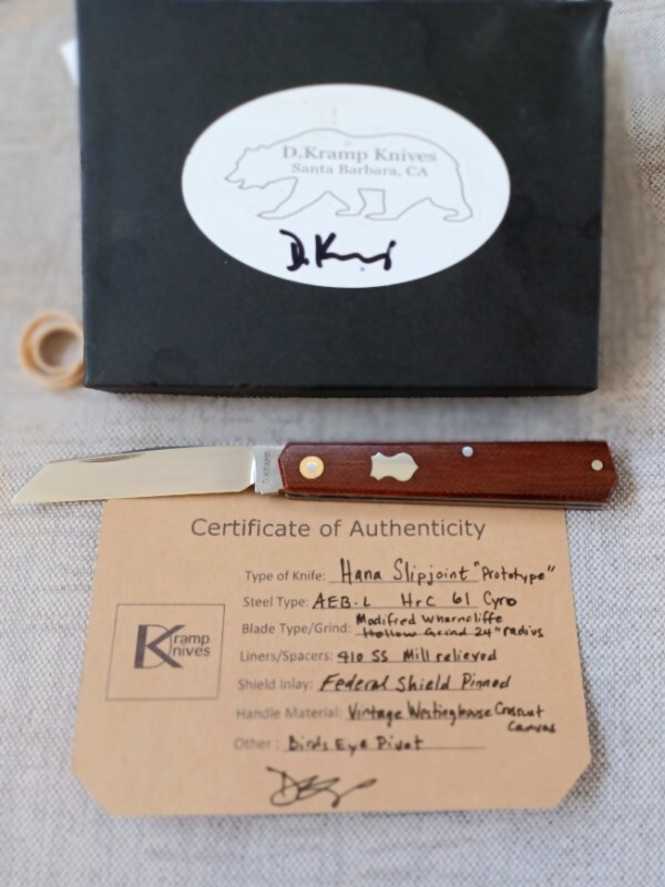 David Kramp Prototype Hana Slipjoint, Vintage Crosscut Canvas ...