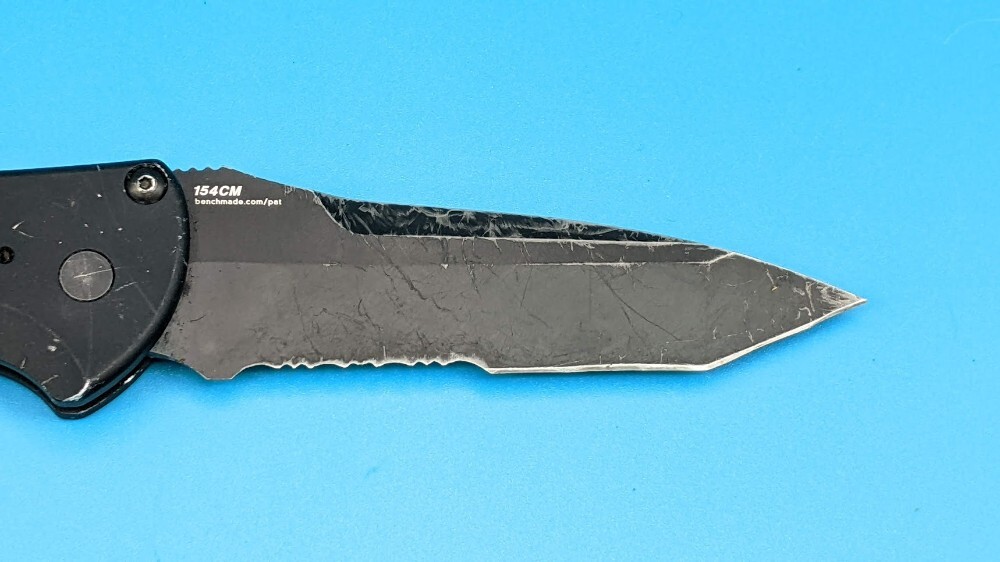 Benchmade 9100 AUTO Stryker with Safety 3.7" Combo Edge Satin Tanto Blade