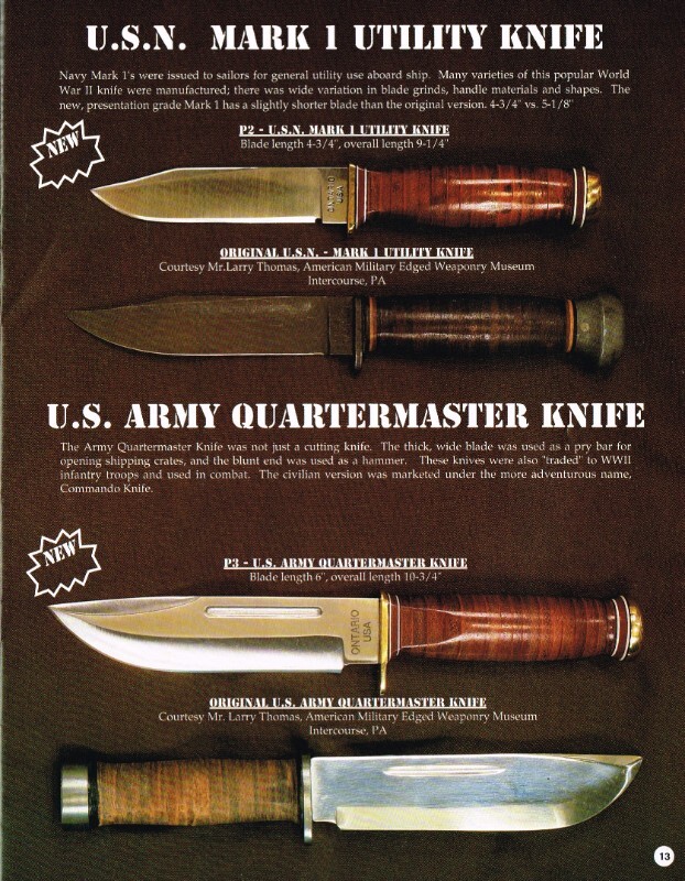 Ontario USA P3 Army Quartermaster Knife, 1995: 10 3/4” overall with a 6 ...