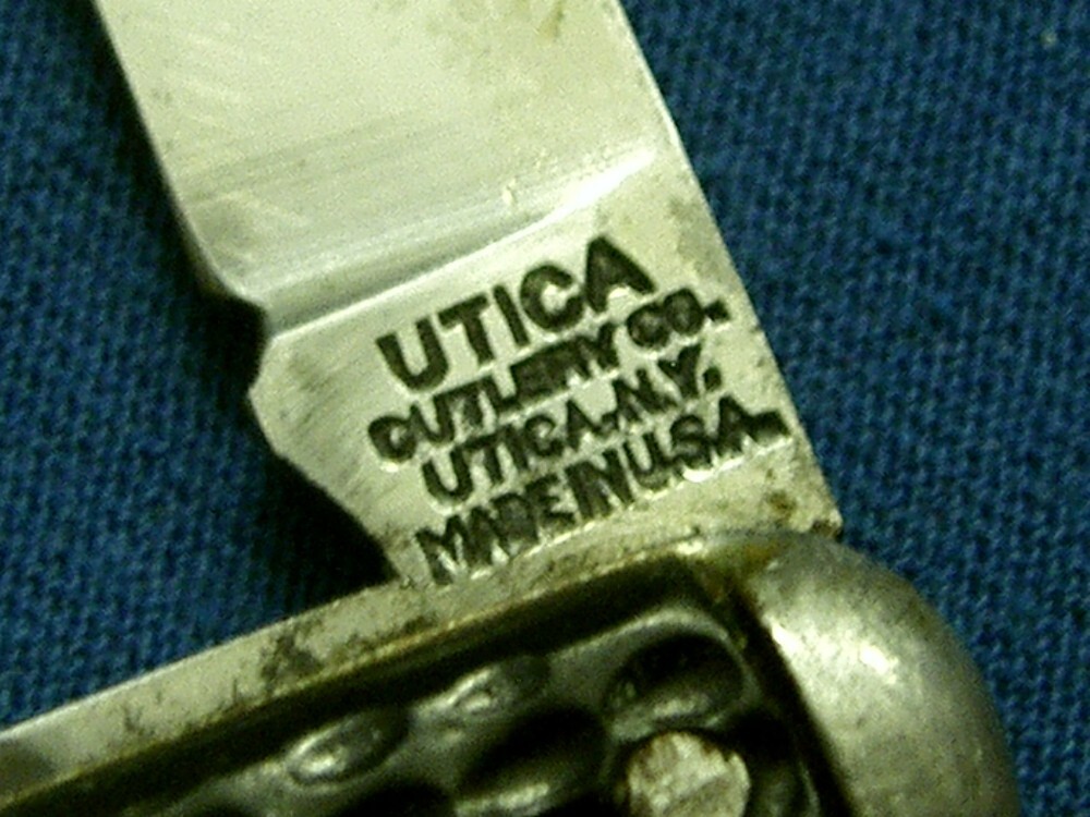 VINTAGE ANTIQUE UTICA CUTLERY CO USA 2 BLADE SERPENTINE JACK FOLDING ...