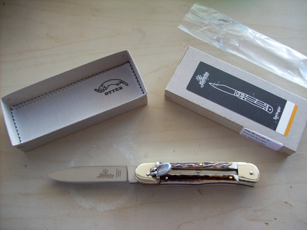 Hubertus Knife Solingen, Germany Large Size 11 Genuine Stag/Antler NIB