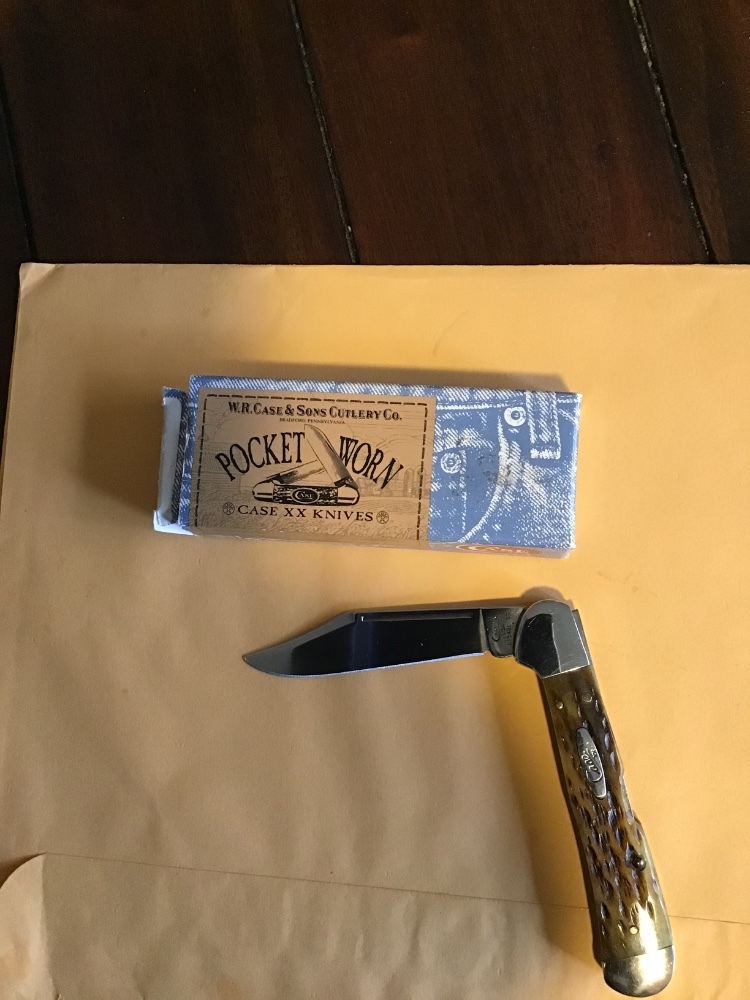 Case copperlock automatic knife. Antique bone.