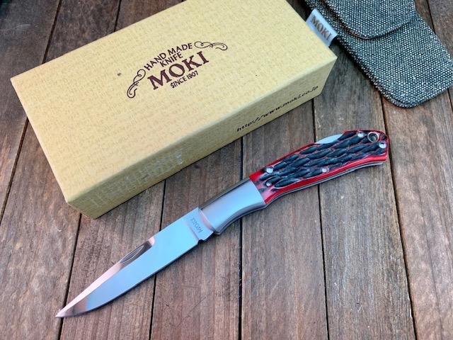 Moki Ares 533 Red and Black Jigged Bone VG-10 Seki Japan