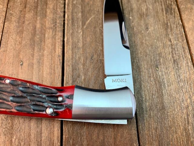 Moki Ares 533 Red and Black Jigged Bone VG-10 Seki Japan