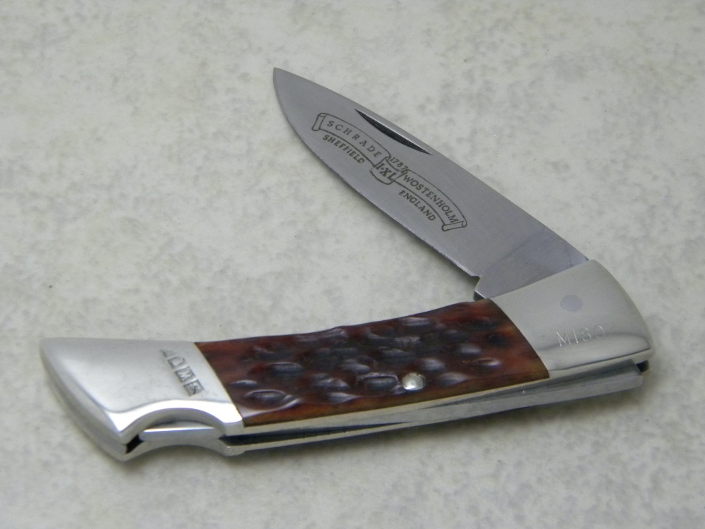 Schrade Wostenholm IXL Sheffield England Bone Lockback Knife