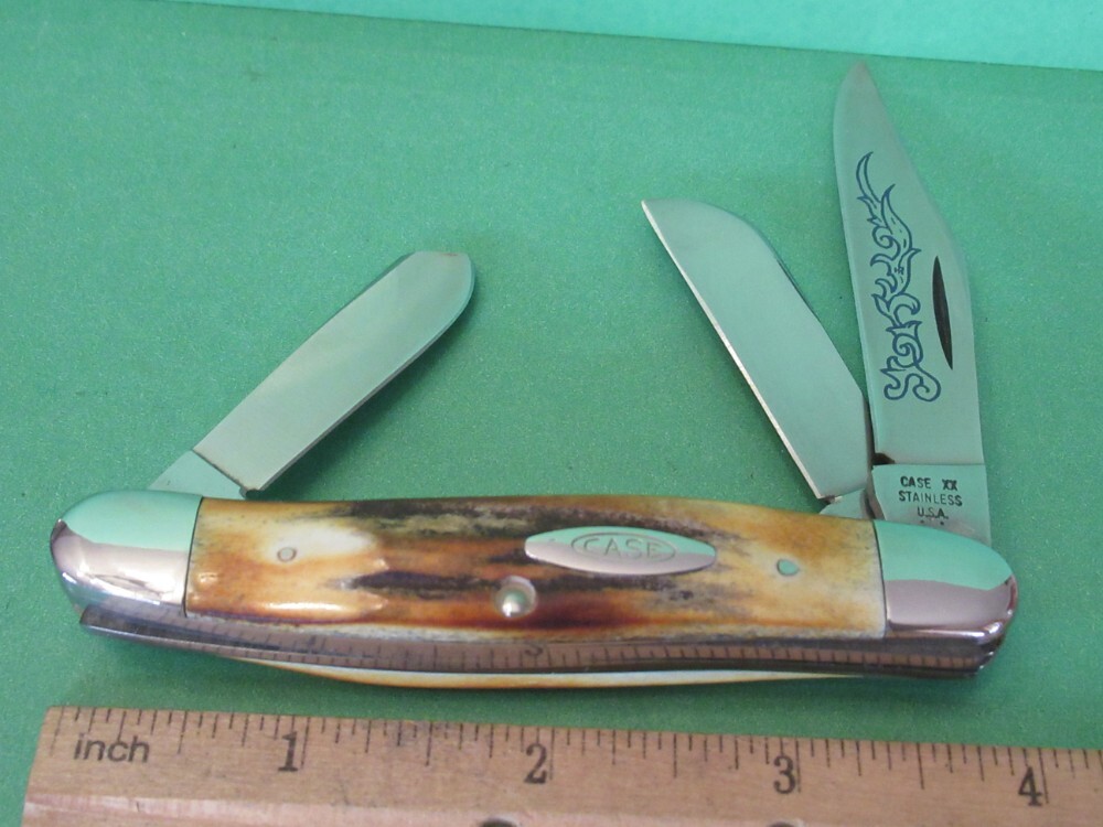 Case XX 1977 Stag Blue Scroll Stockman Pattern # 5347 SS