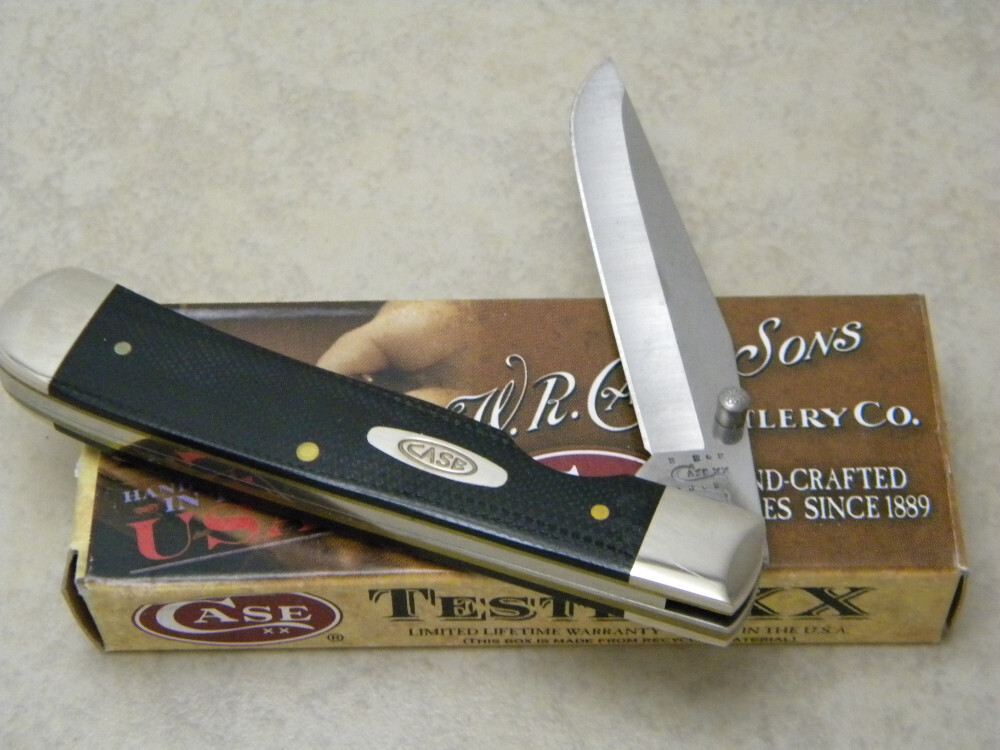 Case XX USA 2011 Black Micarta 10154L Trapperlock Knife in Box