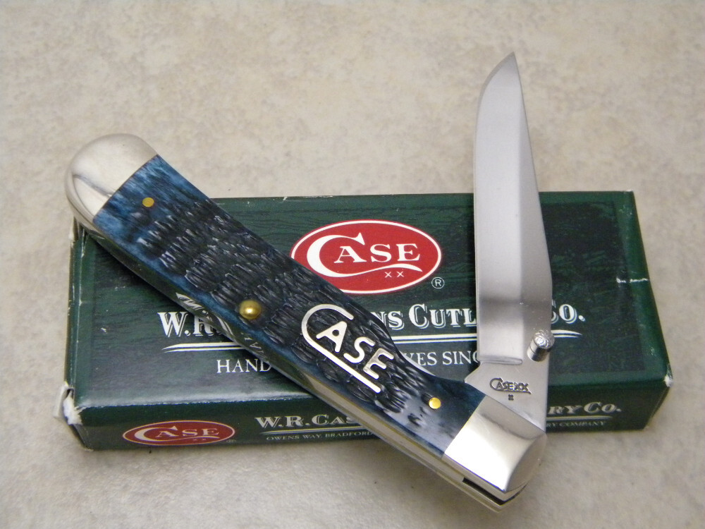 Case XX USA 2009 Mediterranean Blue 6154L Bone Trapperlock Knife in Box