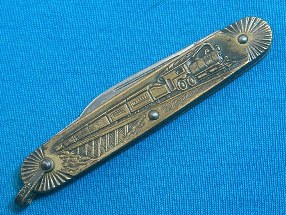 VINTAGE IMPERIAL USA TRAIN LOCOMOTIVE RAILROAD FOLDING POCKET FOB CIGAR ...
