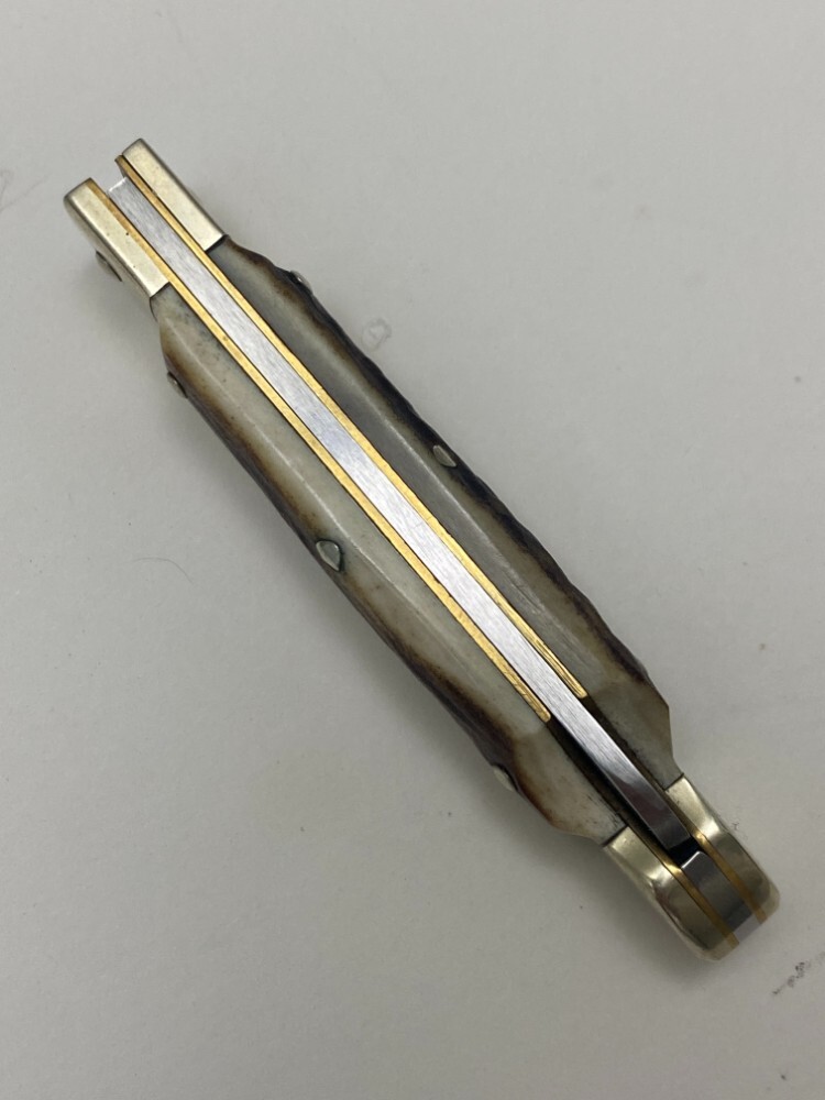 Puma Medici Small 6-1/4" Stag German Pocket Knife P210560S Brass Swing Guards EX