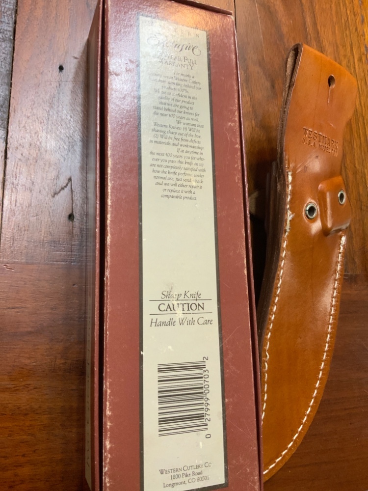 Coleman Western West Mark 701 Knife, Sheath & Original Box