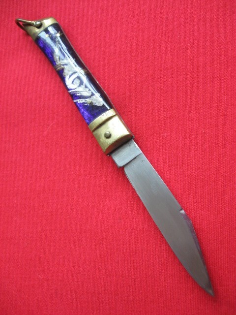 Vintage Japan Mexico PURPLE DRAGON Leverlock Switchblade Knife