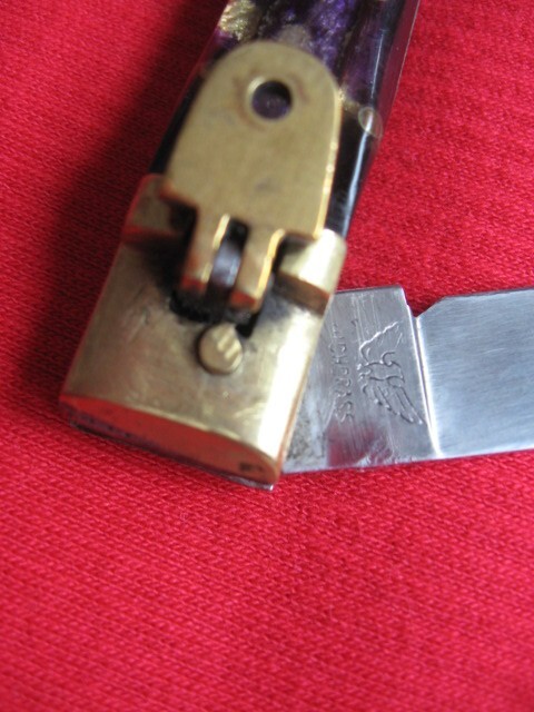 Vintage Japan Mexico PURPLE DRAGON Leverlock Switchblade Knife